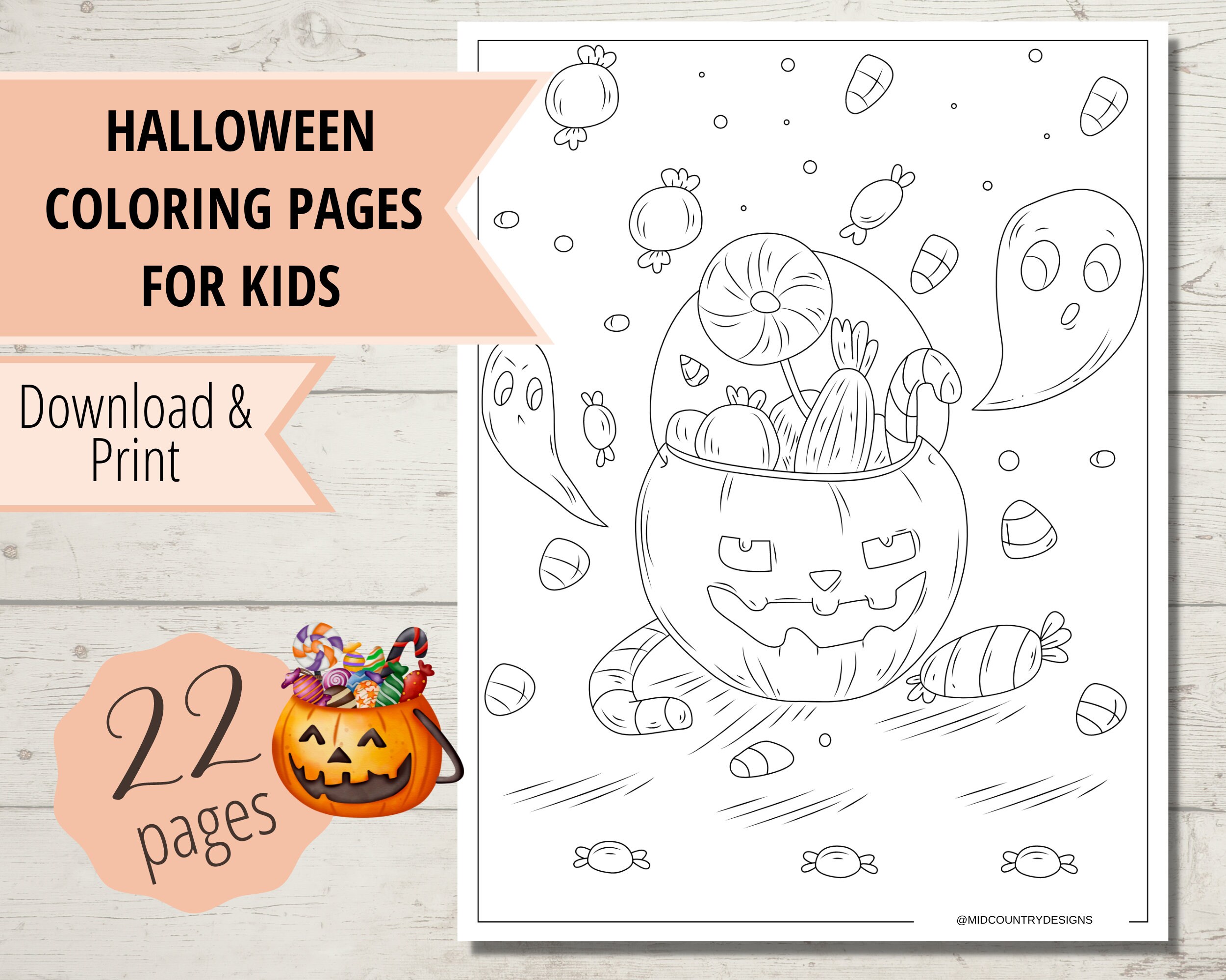 Pumpkin Coloring Pages for Kids - Kids Halloween Activity - Download ...