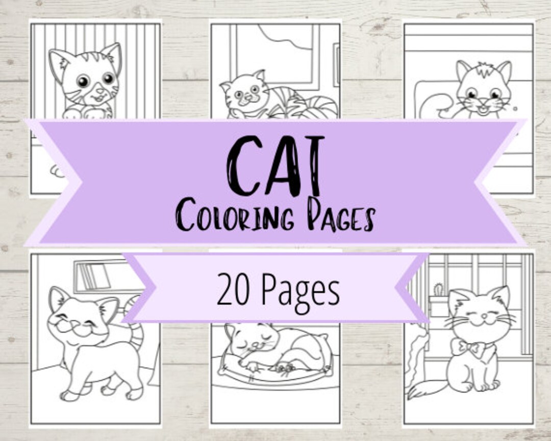 Cat Coloring Pages - Adorable Cat Coloring Book - Cute Cat & Kitten ...
