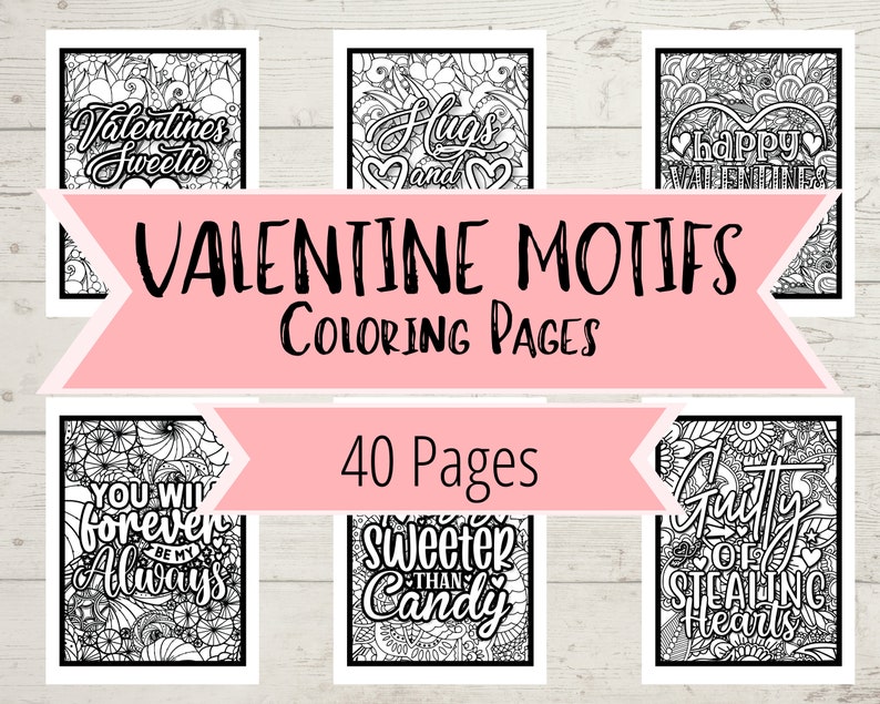 Valentine's Day Quotes Coloring Pages With Quotes - Etsy