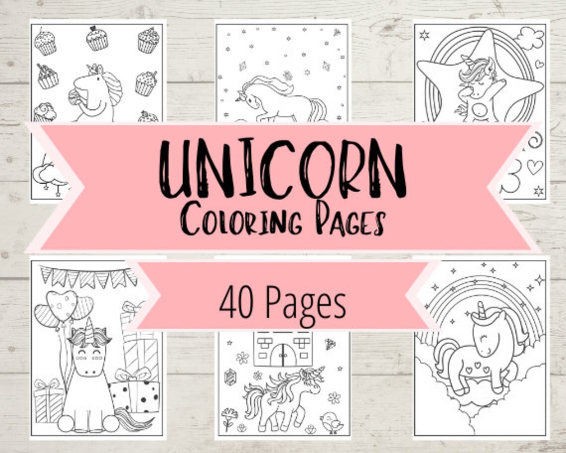 Unicorn Coloring Book Pages Download & Print 40 Unicorn - Etsy