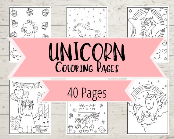 Unicorn Coloring Book Pages Download & Print 40 Unicorn - Etsy