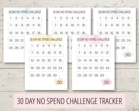 No Spend Tracker - 30 Day No Spending Challenge - Printable Download ...