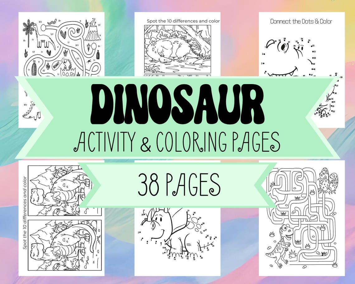 Dinosaur Activity Book Printable - Mazes, Connect the Dots, Spot the ...