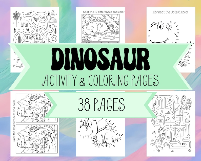 Dinosaur Activity Book Printable - Mazes, Connect the Dots, Spot the ...
