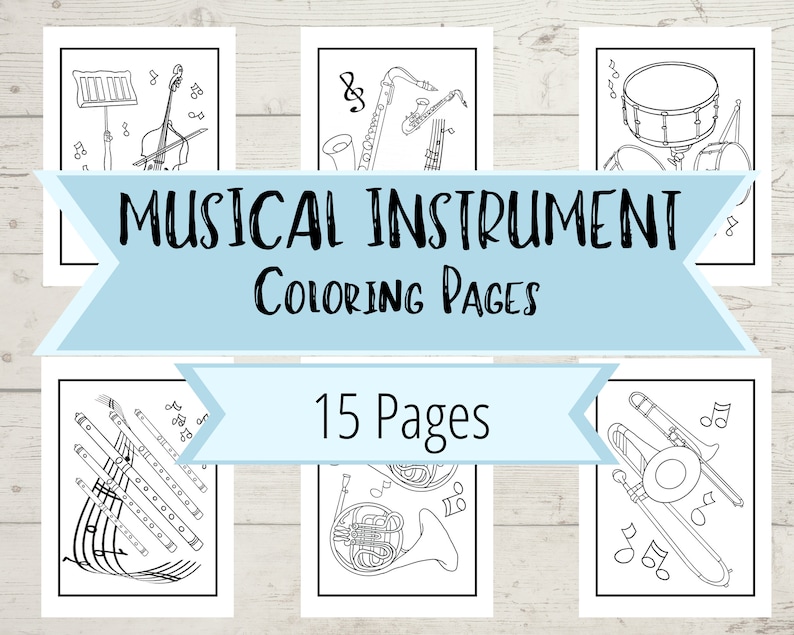 Musical Instrument Coloring Pages - Use at Home or School - Music ...