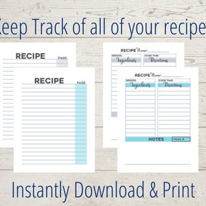 Printable Recipe Book • Track Your Recipes - Etsy
