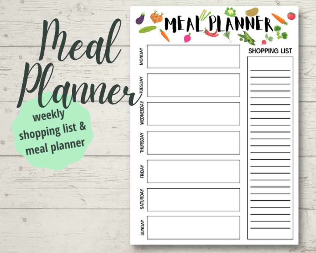 Printable Weekly Meal Planner & Shopping List - Good for Planners or ...