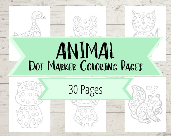 Dot Marker Activity Pages Animal Dot Art Coloring Pages - Etsy