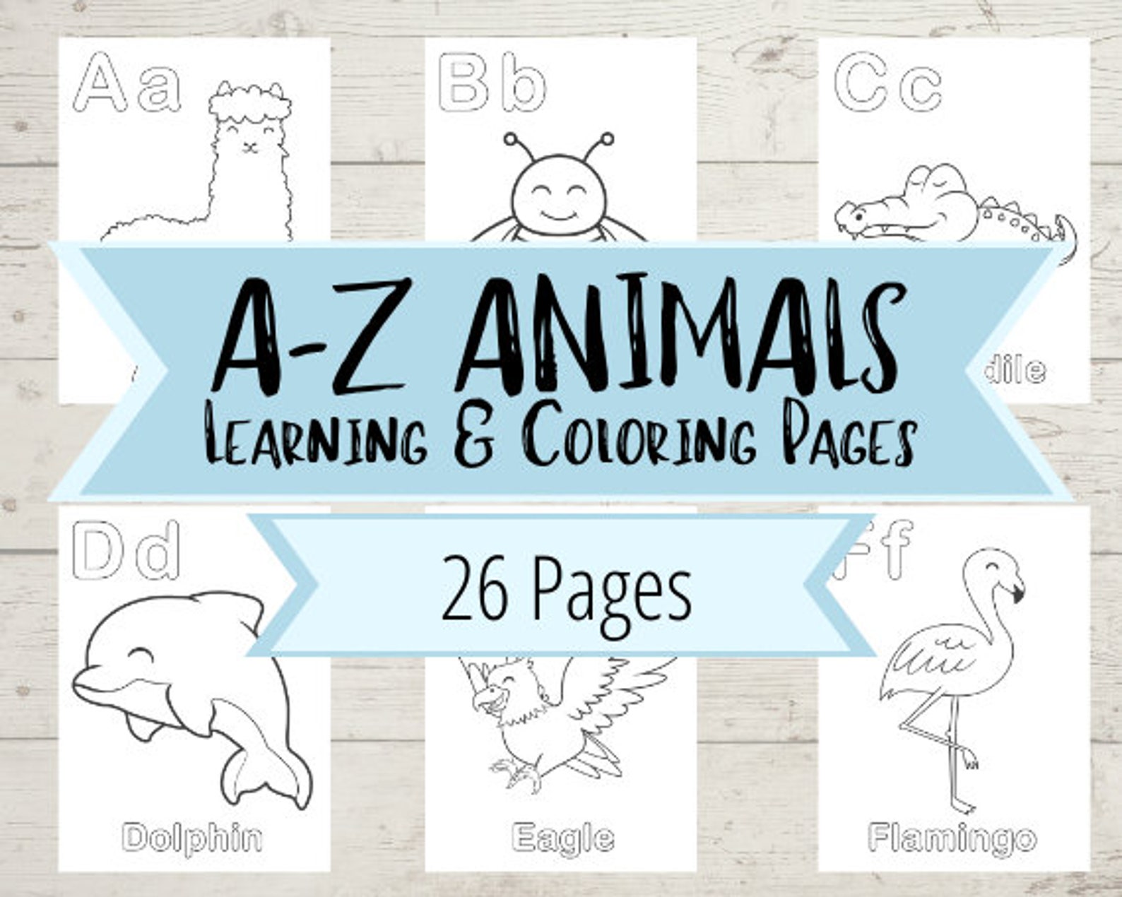 A-Z Animals Coloring Pages for Toddlers & Preschoolers - Etsy