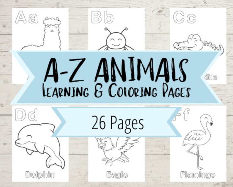 A-Z Animals Coloring Pages for Toddlers & Preschoolers - Etsy
