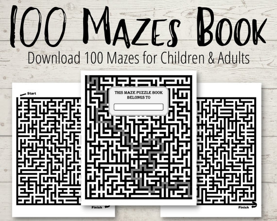 Book of 100 Mazes Download & Print Maze Puzzle Book | Etsy