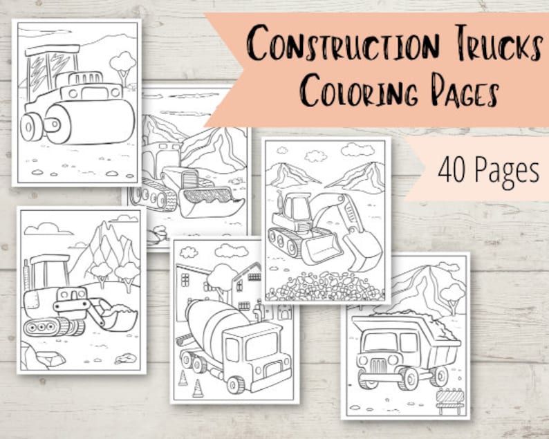 40 Construction Trucks Coloring Book Pages Dump Trucks - Etsy