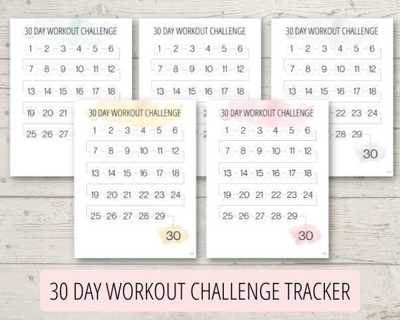 30 Day Workout Challenge Tracker Printable Planner Page Fitness Tracker ...