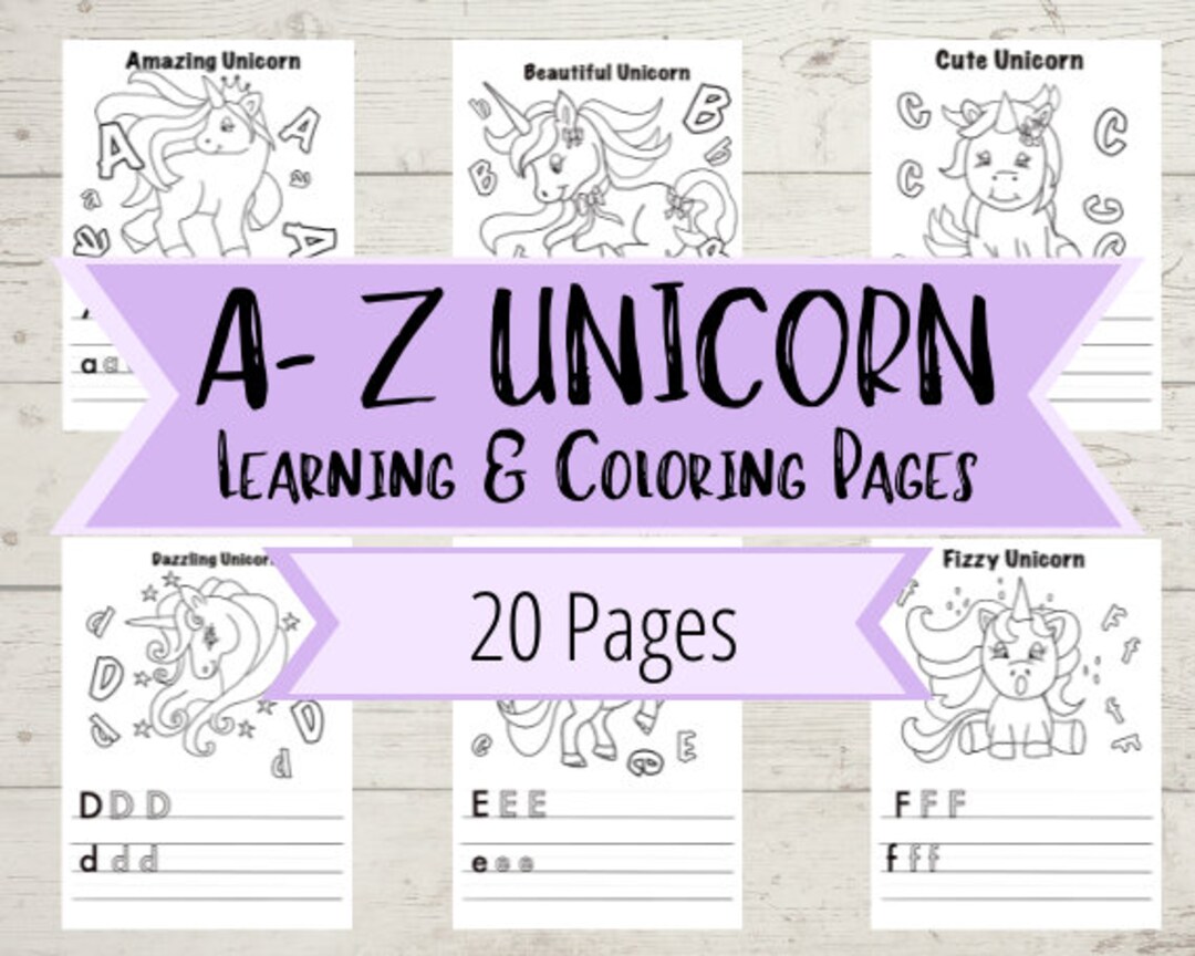 Unicorn Alphabet Coloring & Hand Writing Practice Pages A-Z - Download ...