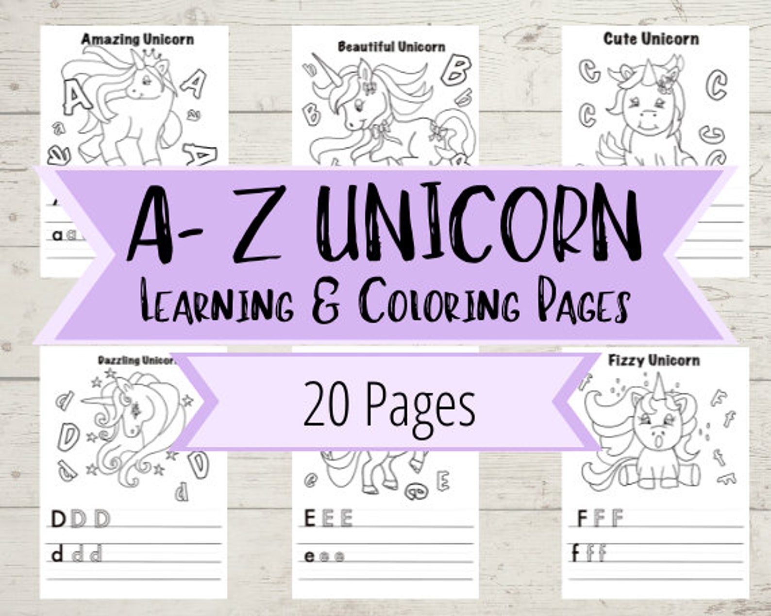Unicorn Alphabet Coloring & Hand Writing Practice Pages A-Z Download ...