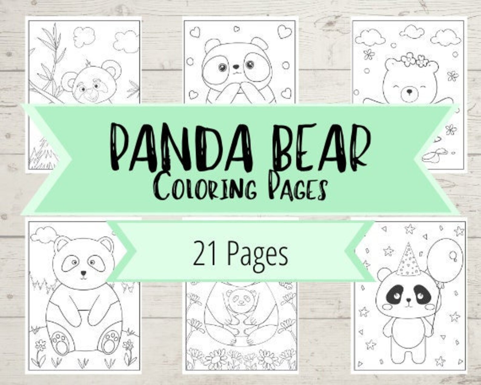 Panda Bear Coloring Book Pages 21 Coloring Pictures of | Etsy