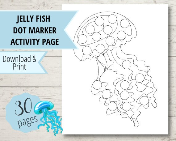 Dot Marker Activity Pages Jellyfish Dot Art Coloring Pages - Etsy