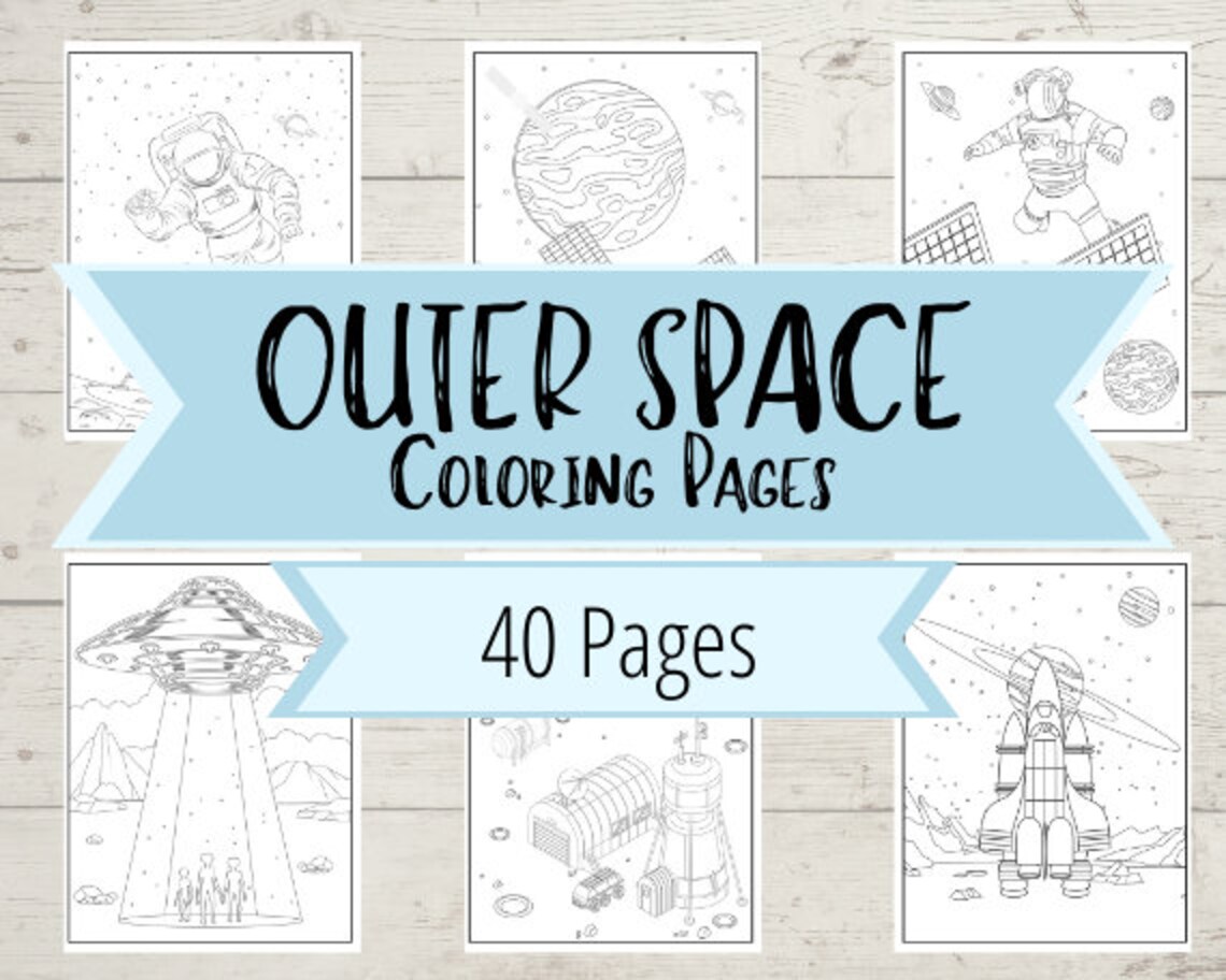 Astronaut Outer Space Rockets Planets and UFO Coloring - Etsy