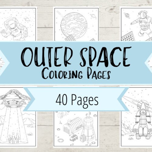 Astronaut Outer Space Rockets Planets and UFO Coloring - Etsy