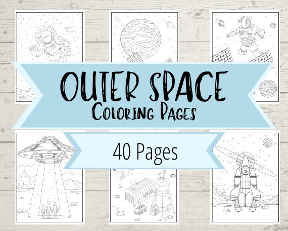 Astronaut Outer Space Rockets Planets and UFO Coloring - Etsy
