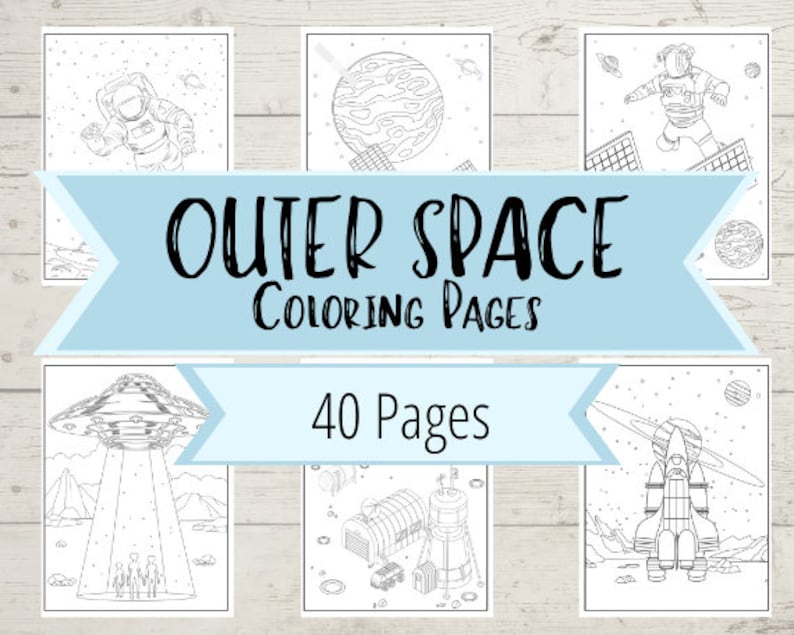 Astronaut Outer Space Rockets Planets and UFO Coloring - Etsy