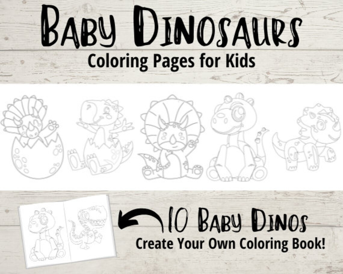 10 Baby Dinosaur Coloring Pages Download & Print Coloring | Etsy