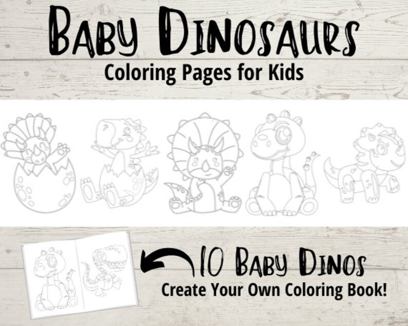 10 Baby Dinosaur Coloring Pages Download & Print Coloring - Etsy