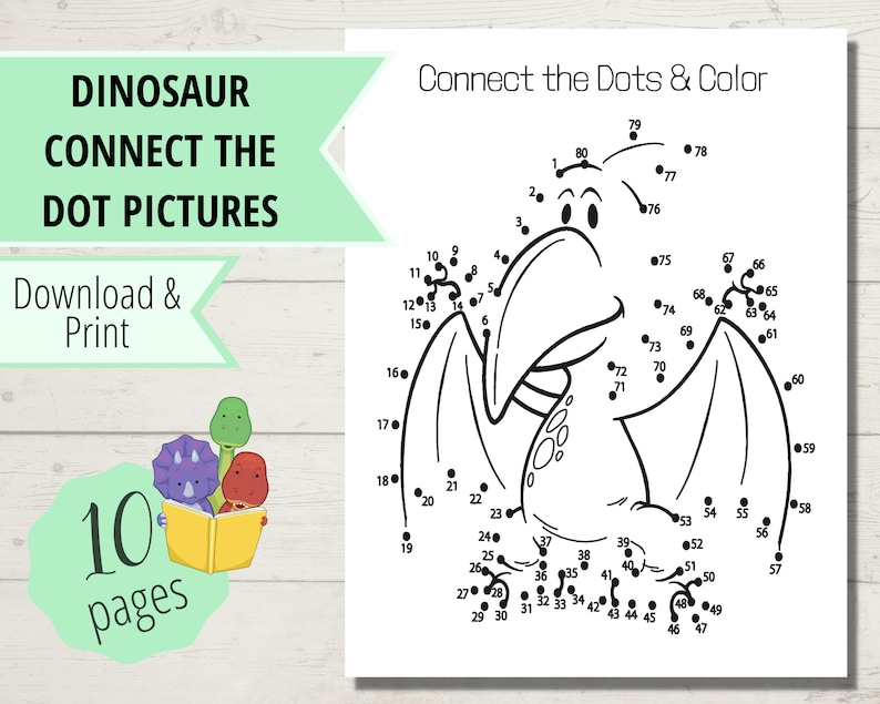 Dinosaur Activity Book Printable Mazes Connect the Dots - Etsy