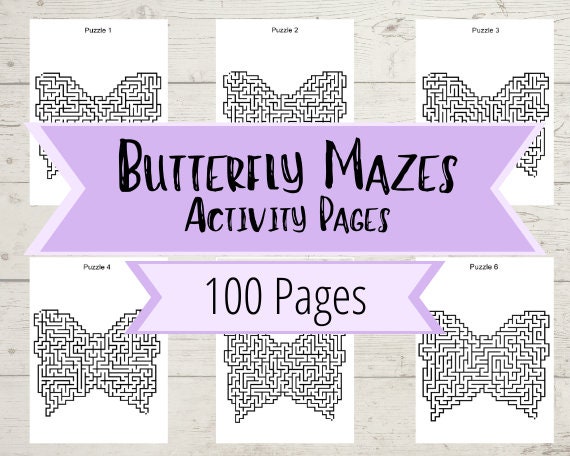 100 Butterfly Mazes With Solutions Included Book of 100 - Etsy