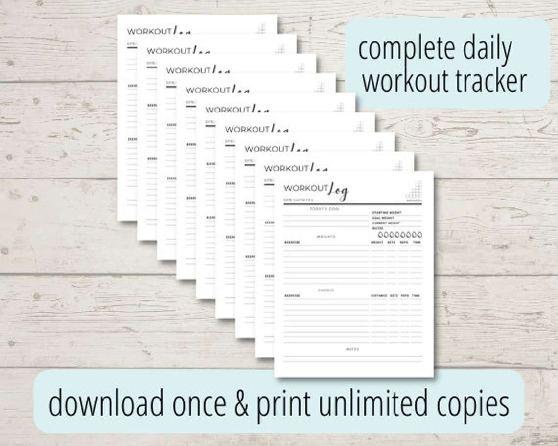 Printable Daily Workout Tracker for Planner or Binder Print | Etsy