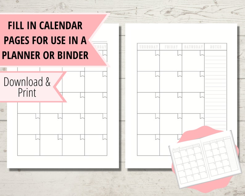 Calendar Pages - Fill in Calendar Pages- 2025 Calendar Printable ...