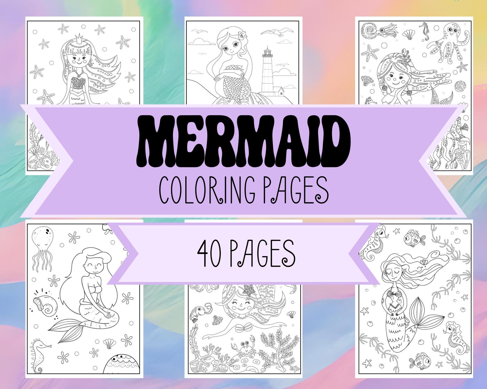 Mermaid Coloring Book Pages - Printable Mermaid Coloring Pages for ...