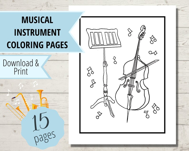 Musical Instrument Coloring Pages Use at Home or School - Etsy