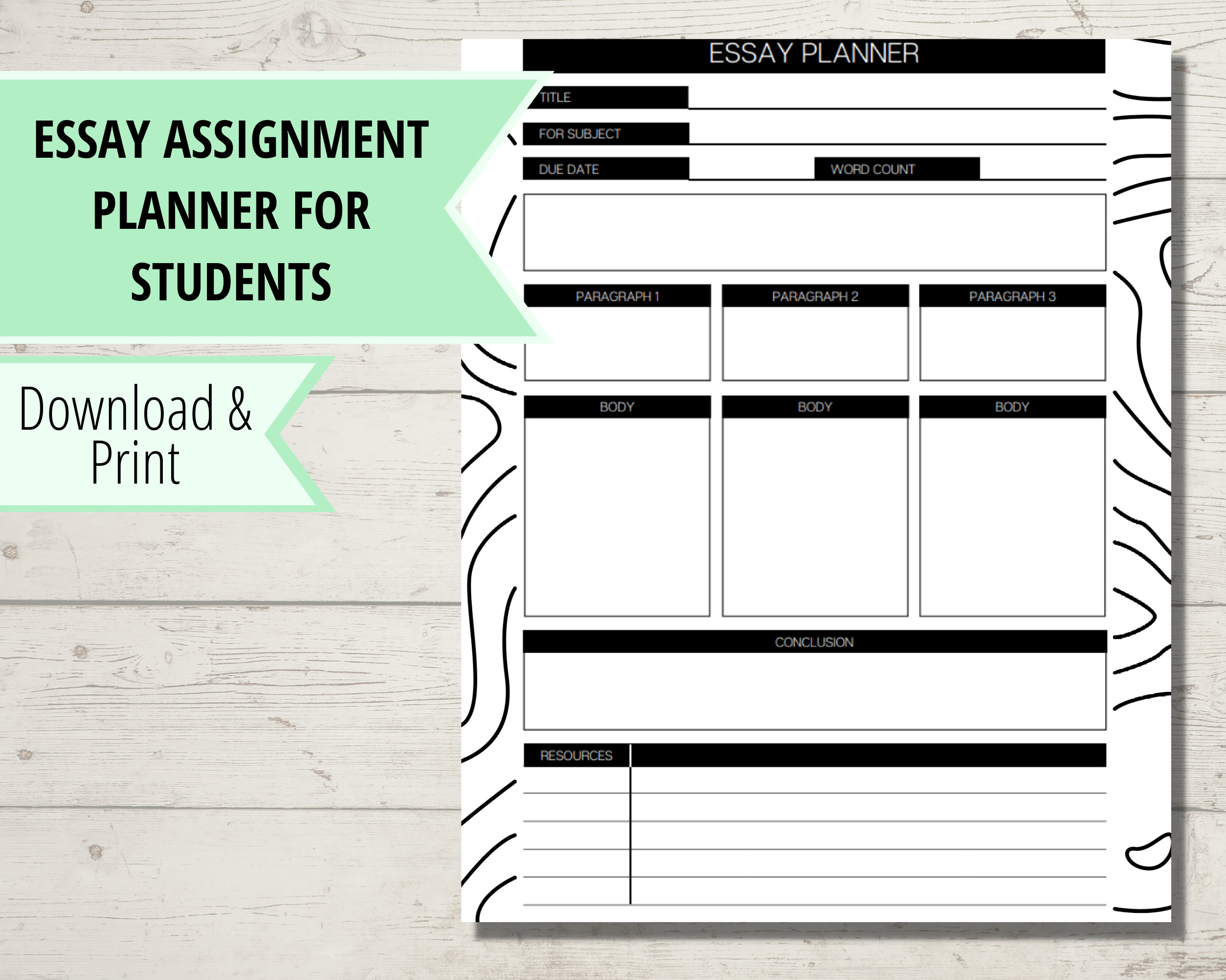 Assignment Planner Printable for High School Students Planner for ...