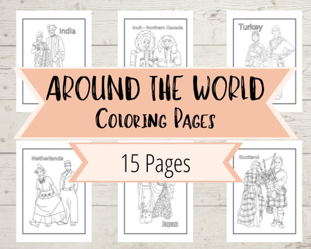 Around the World Coloring Pages 15 Countries: Ukraine, Spain, Italy ...