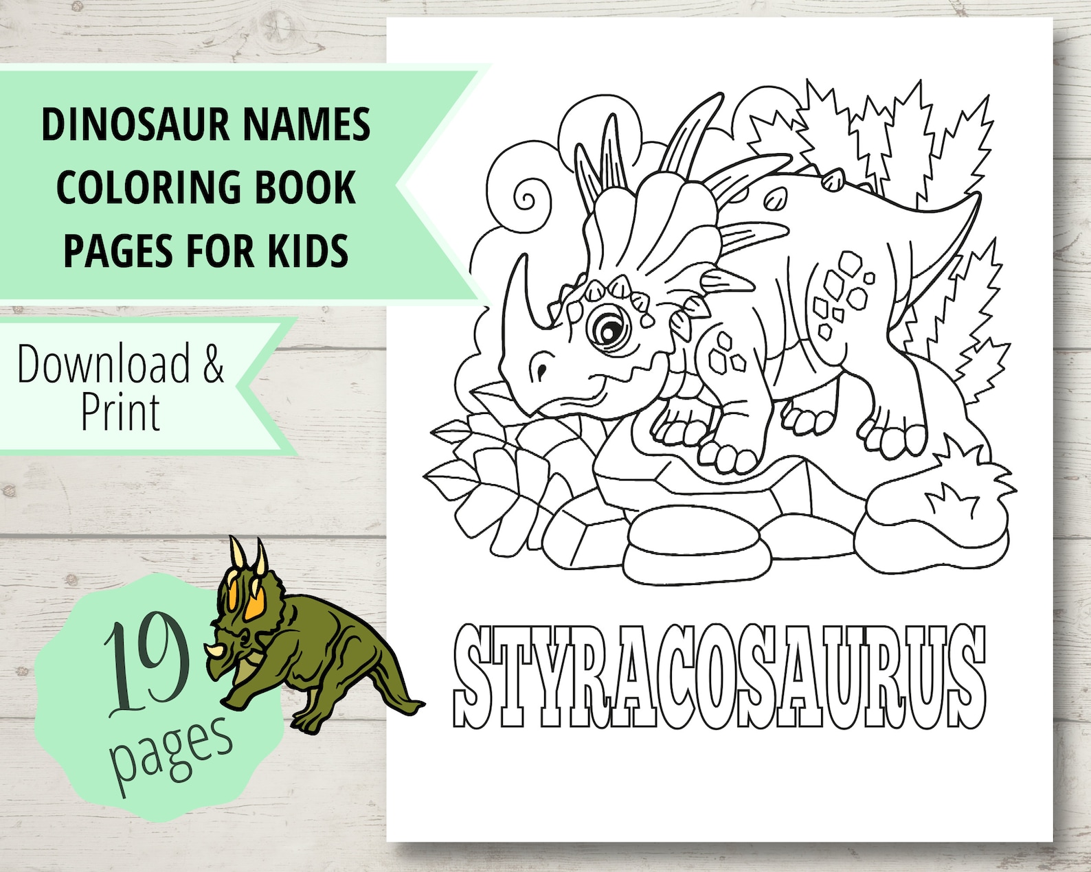 Dinosaur Name Learning & Coloring Book Printable for Kids - Etsy