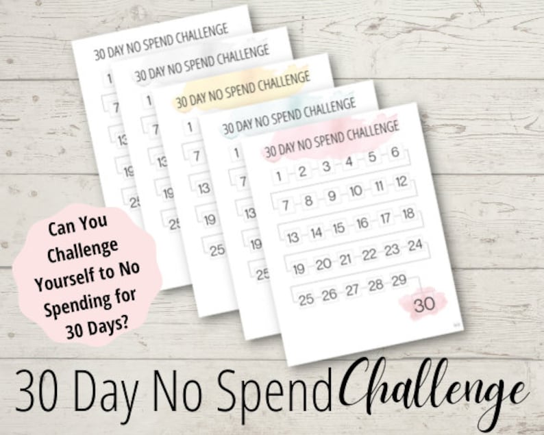 No Spend Tracker 30 Day No Spending Challenge Printable - Etsy