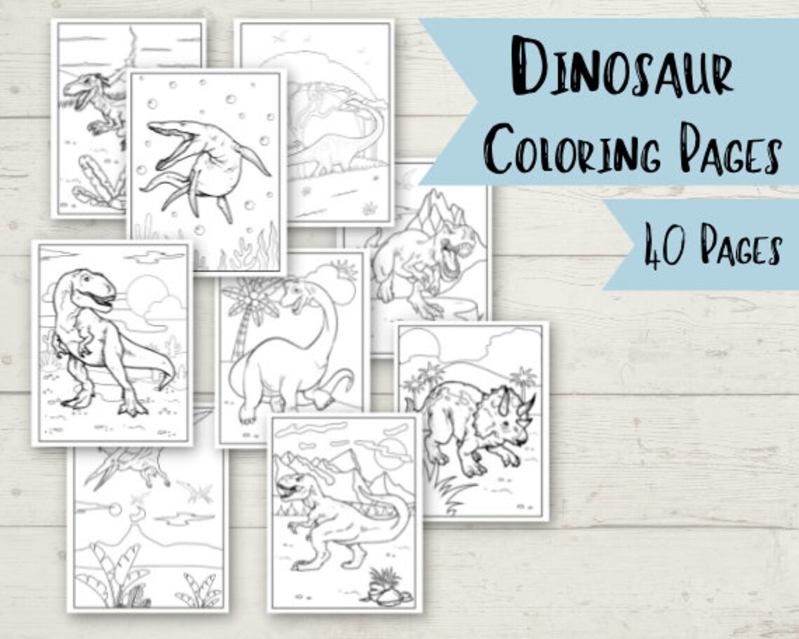 Dinosaur Coloring Pages 40 Dinosaur Pictures to Download & - Etsy