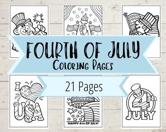 Fourth of July Coloring Pages, Printable, Downloadable - Etsy