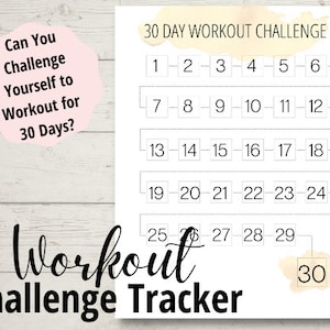 30 Day Workout Challenge Tracker - Printable Planner Page - Fitness ...