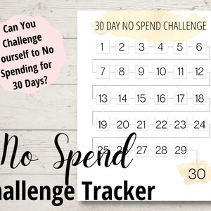 No Spend Tracker - 30 Day No Spending Challenge - Printable Download ...