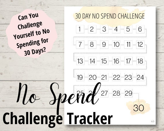 No Spend Tracker - 30 Day No Spending Challenge - Printable Download ...