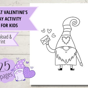 Valentine's Day Gnome Coloring Pages for Kids & Adults - Children's ...