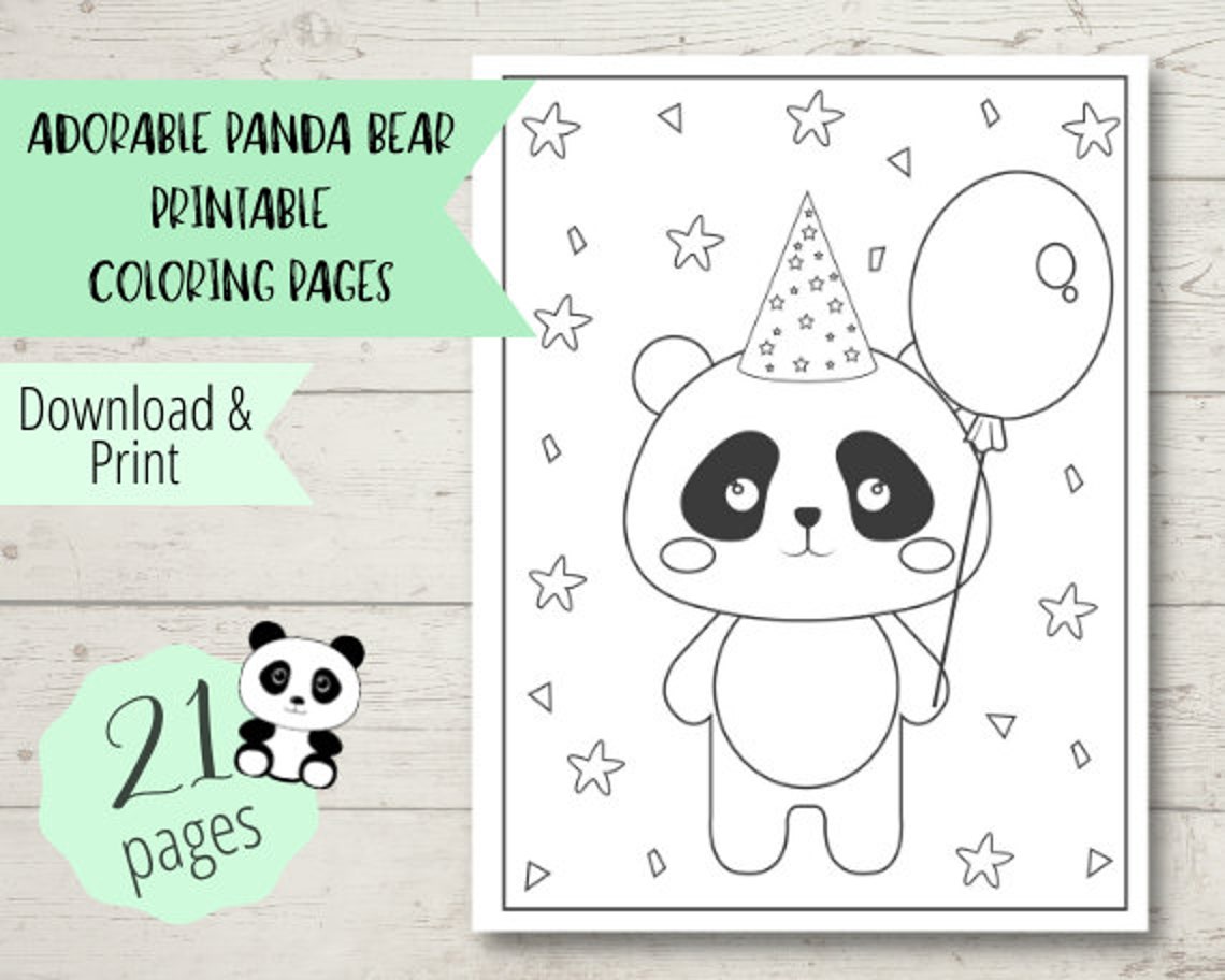 Panda Bear Coloring Book Pages 21 Coloring Pictures of - Etsy