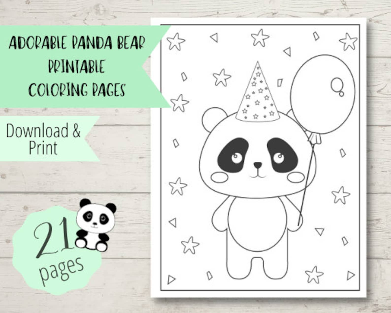 Panda Bear Coloring Book Pages 21 Coloring Pictures of - Etsy