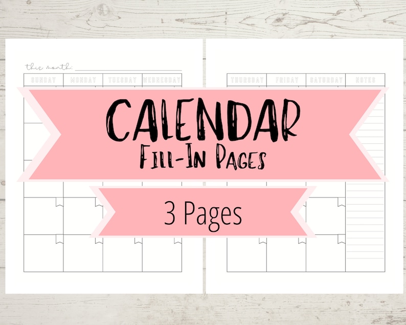 Calendar Pages Fill in Calendar Pages 2023 Calendar - Etsy