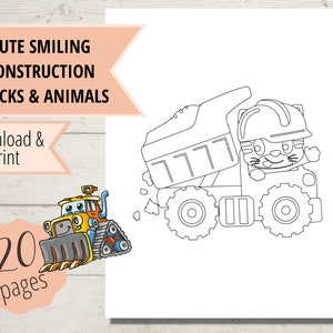 Construction Trucks Coloring Pages - Animals Driving and Smiling Trucks ...
