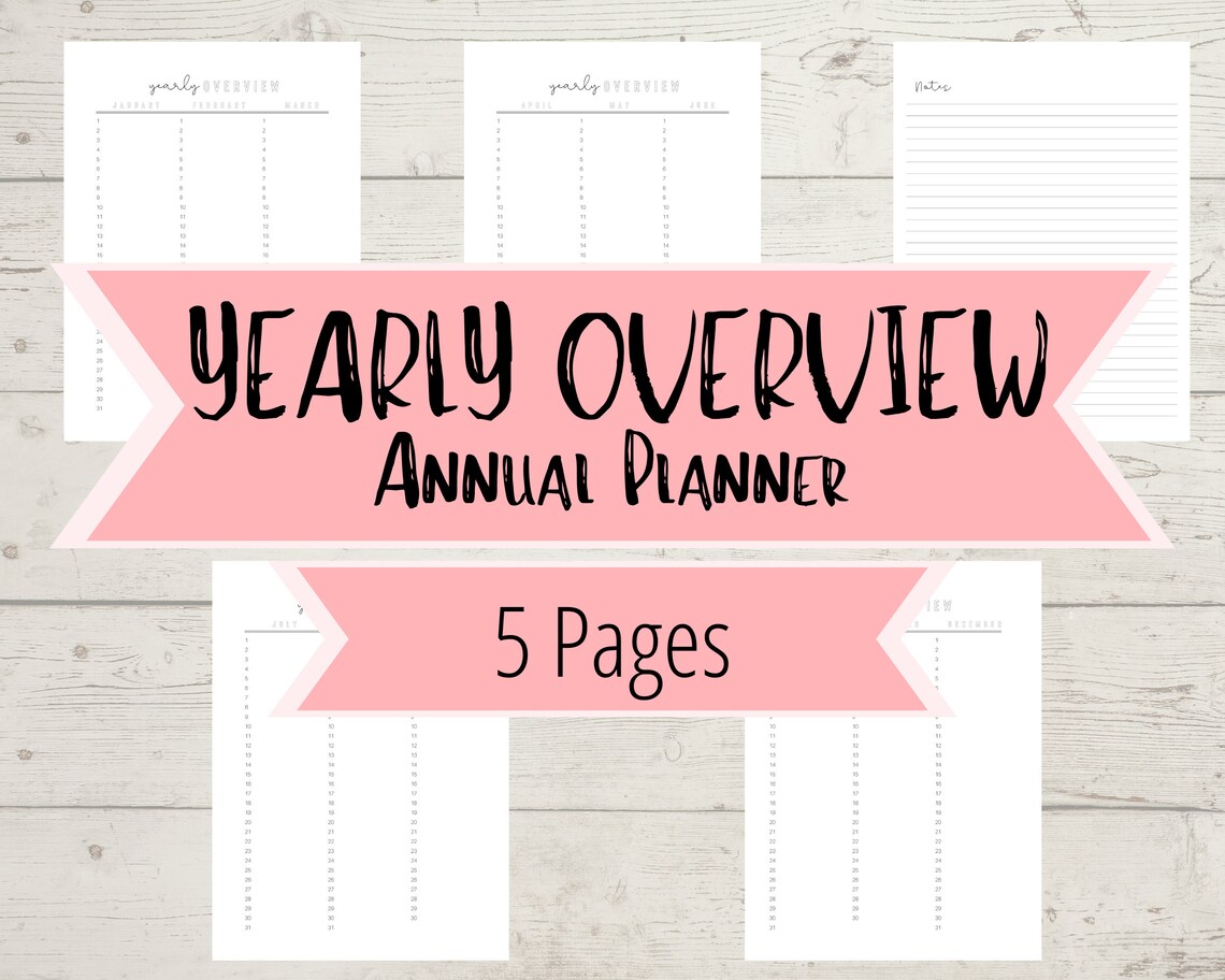Yearly Overview Planner - Daily Tracker by Month - Use for School ...