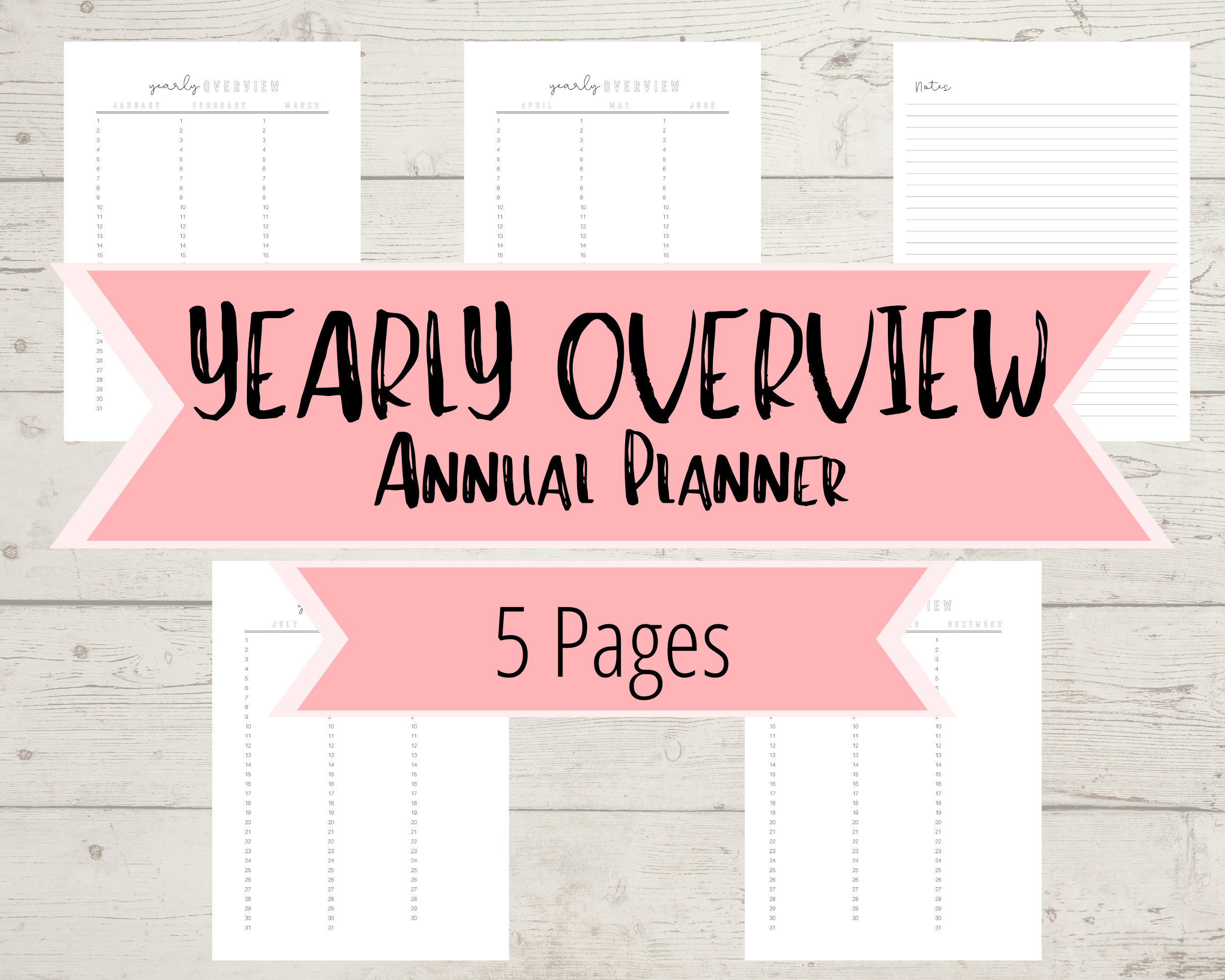 Yearly Overview Planner - Daily Tracker by Month - Use for School ...
