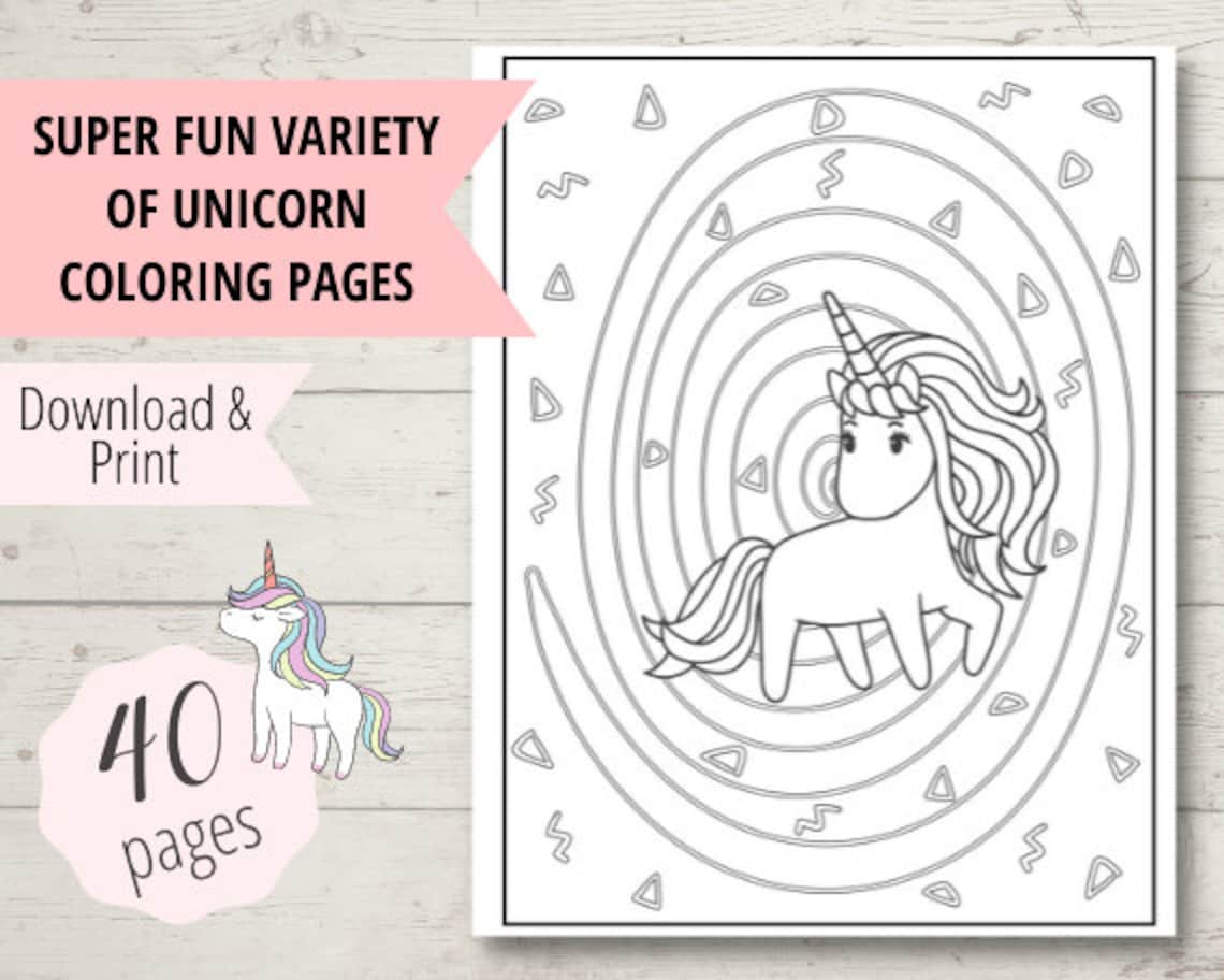 Unicorn Coloring Book Pages Download & Print 40 Unicorn - Etsy